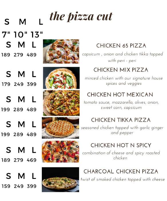 Menu of The Pizza Cut, Madhapur, Hyderabad