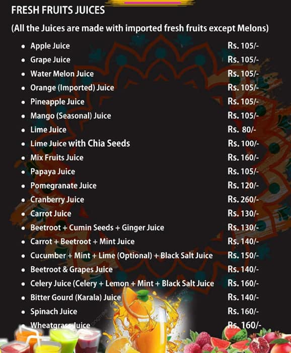 Menu of Doyens Fruit O Exotica, Abids, Hyderabad