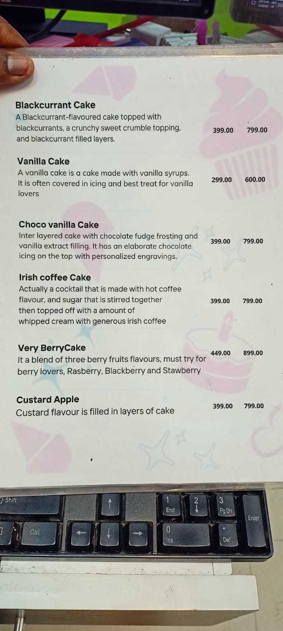 Menu of Celebrity Cakes & Flowers, Perungudi, Chennai