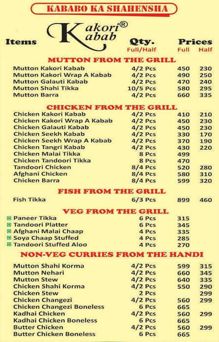 Menu of Alkakori Alkauser, R K Puram, New Delhi