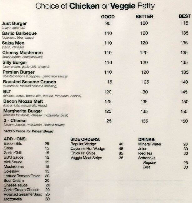 Menu at Good Burgers restaurant, Pasig, 106 E. Rodriguez Jr. Avenue