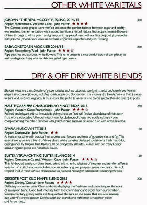 Menu at Vivace Restaurant & Show Kitchen, Sandton, Corner Rivonia Road