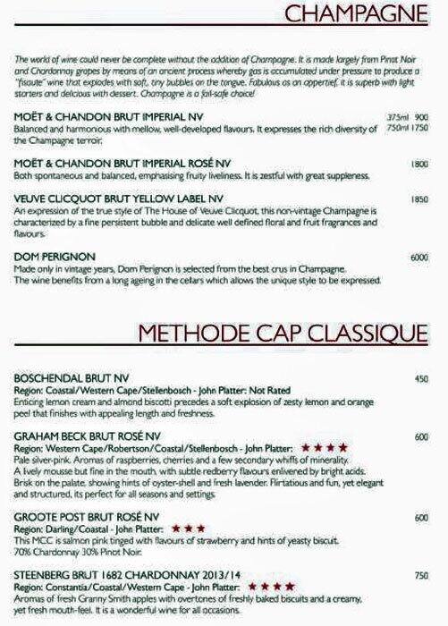 Menu at Vivace Restaurant & Show Kitchen, Sandton, Corner Rivonia Road