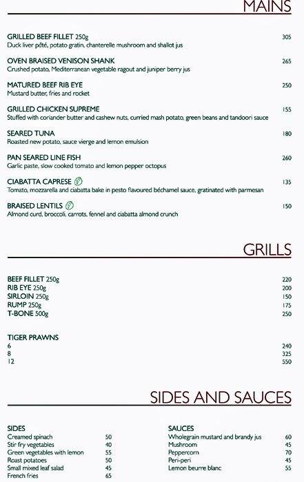 Menu at Vivace Restaurant & Show Kitchen, Sandton, Corner Rivonia Road