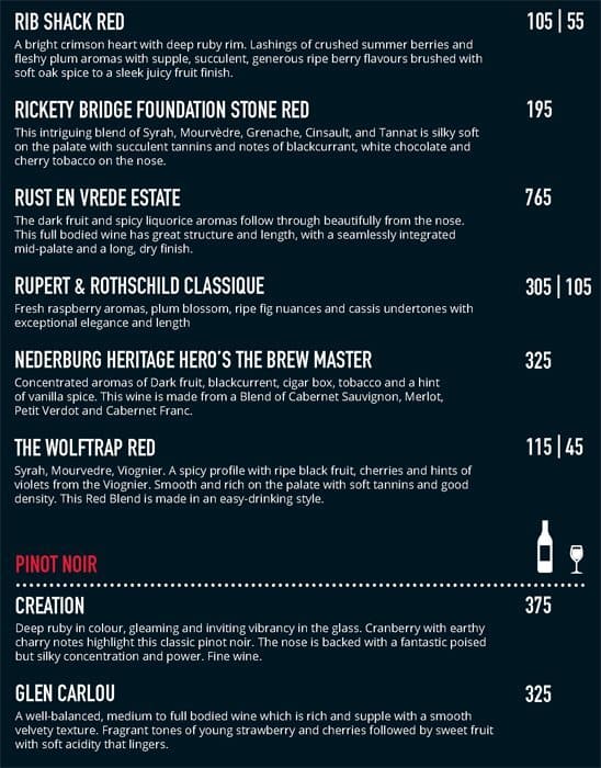 Menu at Butcher Block Grill - Rosebank pub & bar, Sandton, Crowne Plaza