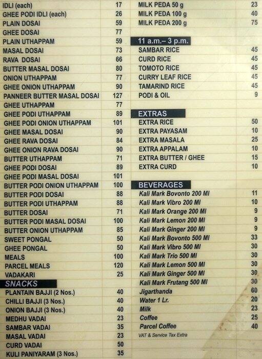 Murugan Idli Shop Menu, Menu for Murugan Idli Shop, T. Nagar, Chennai ...