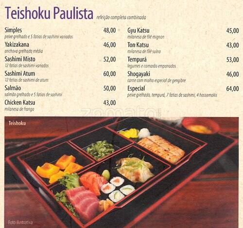 Carta de Restaurante Japonês - HANABI RESTAURANTE, São Paulo, Av. Dr ...