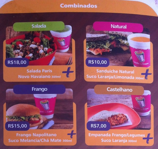 Menu em Saúde no Copo restaurante, Porto Alegre, Av. Praia de Belas