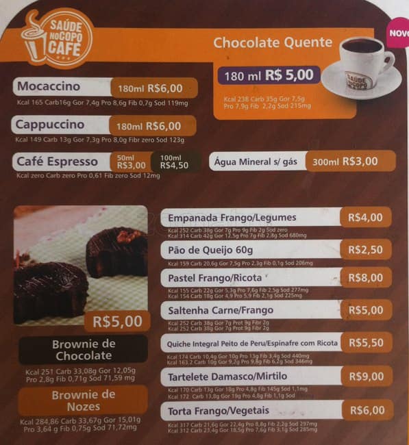 Menu em Saúde no Copo restaurante, Porto Alegre, Av. Praia de Belas