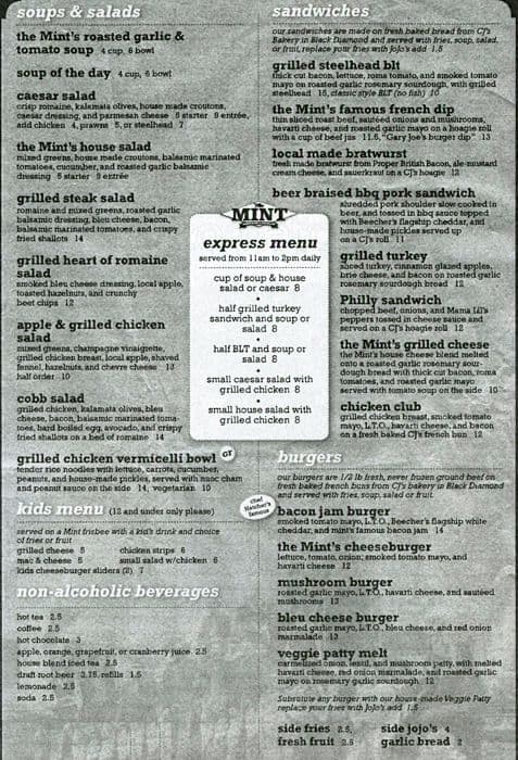 Menu at The Historic Mint Restaurant & Alehouse, Enumclaw