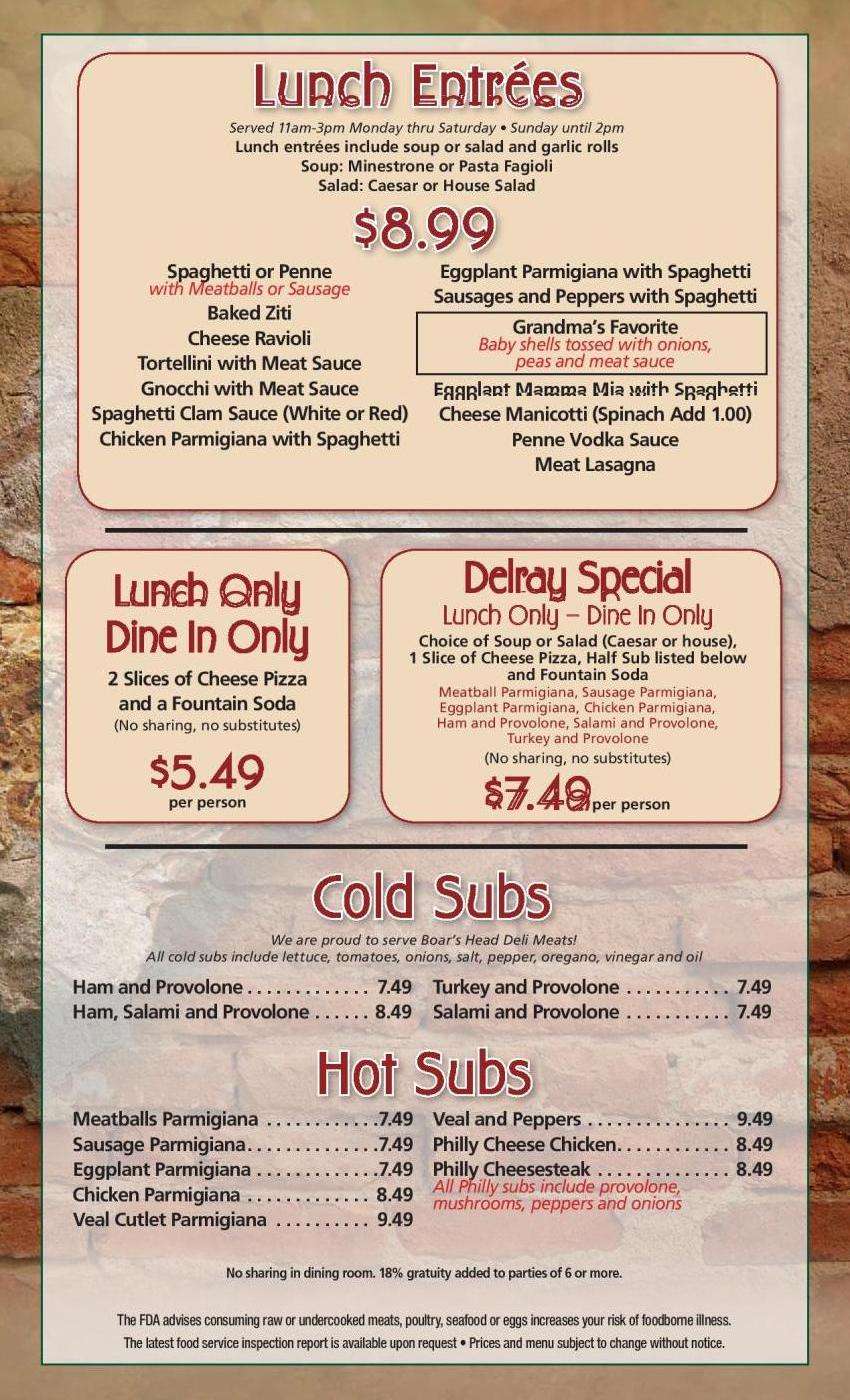 Carta de Guido's Brick Oven Pizzeria & Italian Restaurant, Delray Beach