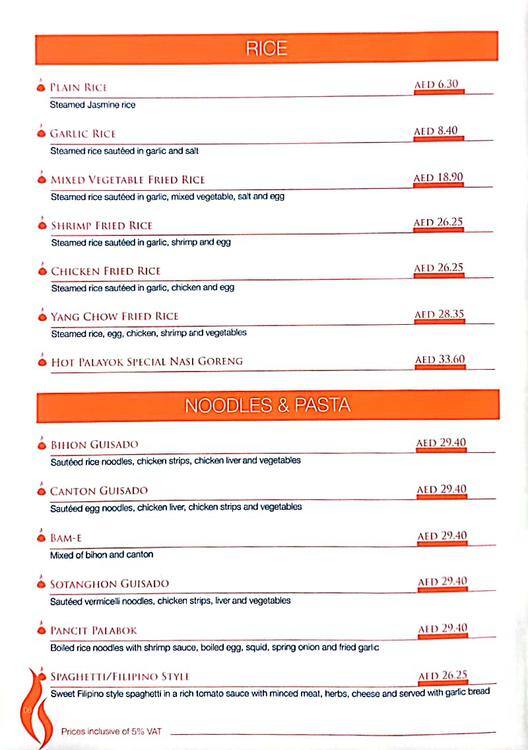 Menu of Hot Palayok Restaurant, Al Karama, Dubai
