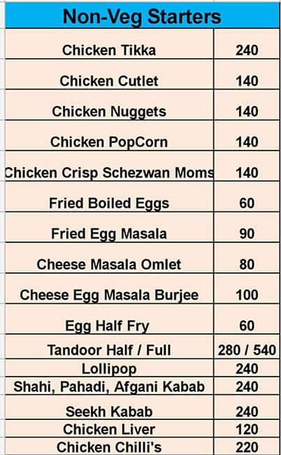 Menu of OVI Foods, Bavdhan, Pune