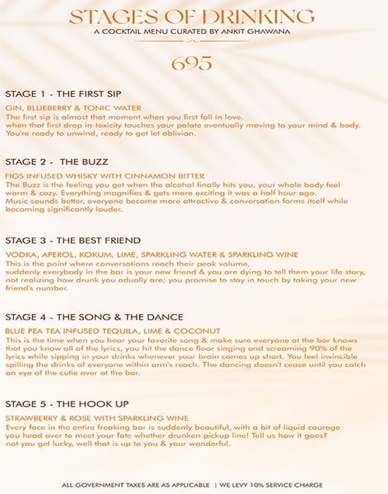 Menu of Ivoryy By The Cliff, Vagator, Goa