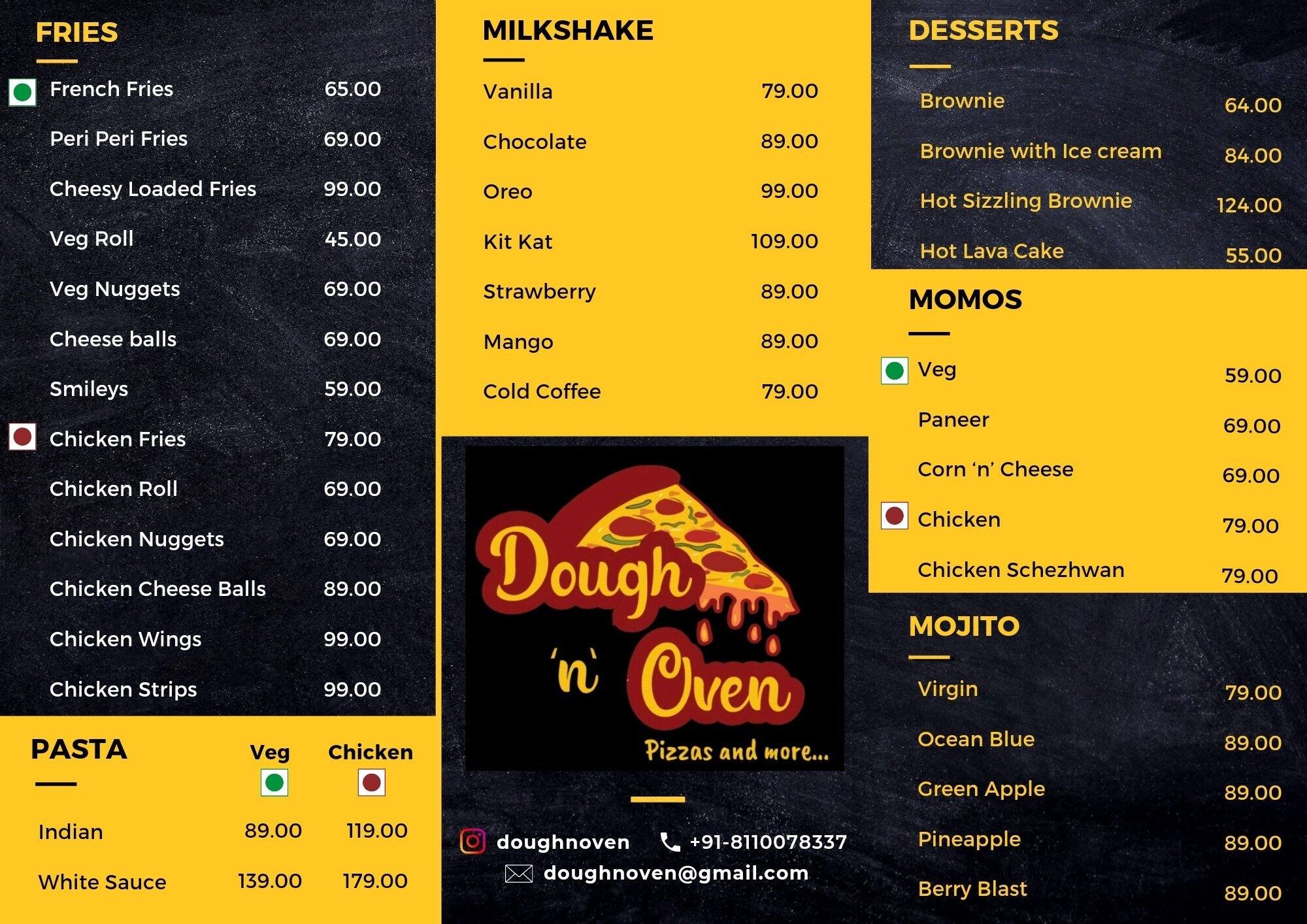 Menu of Dough N Oven, Medavakkam, Chennai