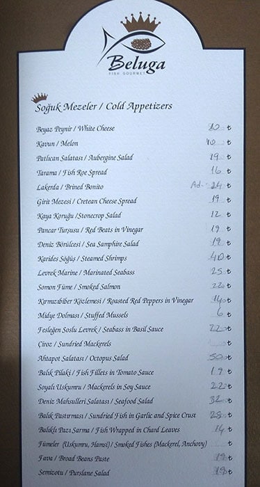 Carta de Beluga Balık, Estambul, Ahmet Yesevi Cd No:7C
