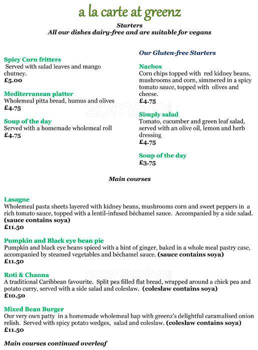 Greenz Menu, Menu for Greenz, West Norwood, London - Zomato UK