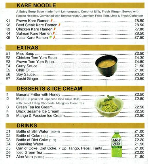Menu at Ding Dong Sushi restaurant, Upminster