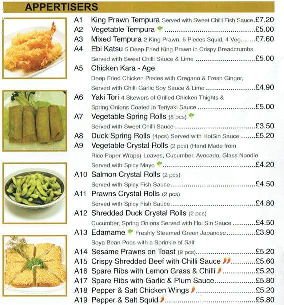 Menu at Ding Dong Sushi restaurant, Upminster