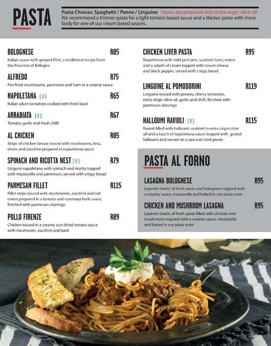 Menu at Piatto Eastgate restaurant, Johannesburg, Eastgate Shopping Centre