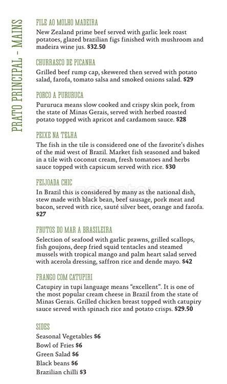 Menu at Ipanema pub & bar, Auckland