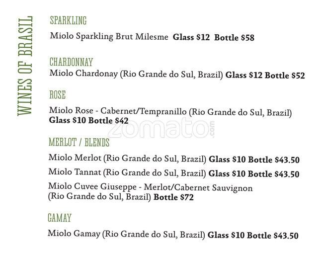 Menu at Ipanema pub & bar, Auckland