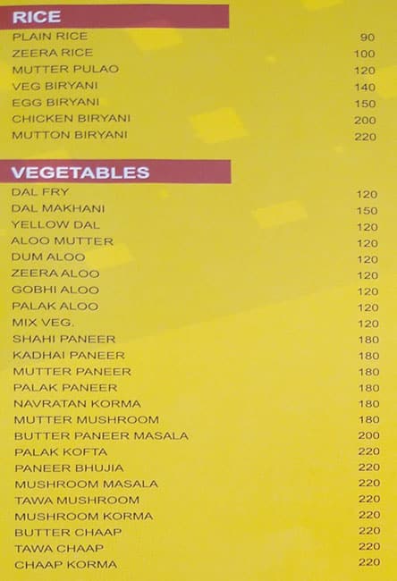 Menu at Kebab Corner Restaurant, New Delhi