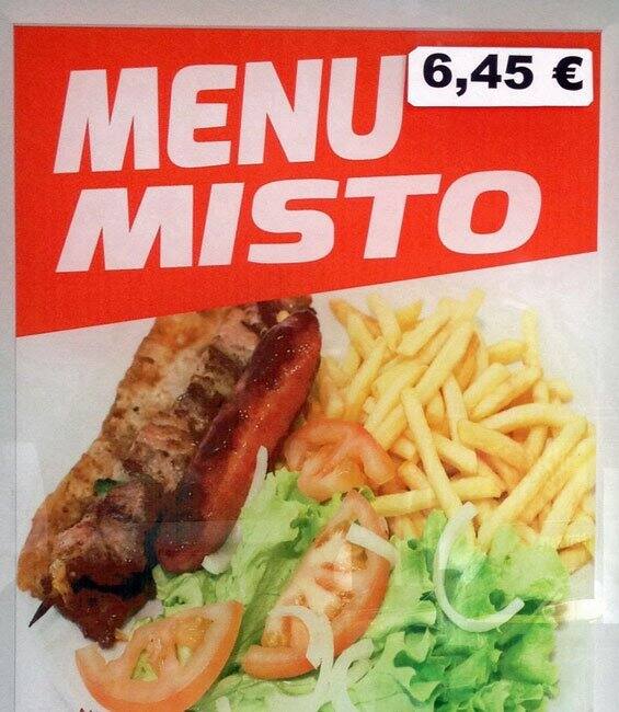 Menu at Frango da Expo Gare do Oriente restaurant, Lisbon