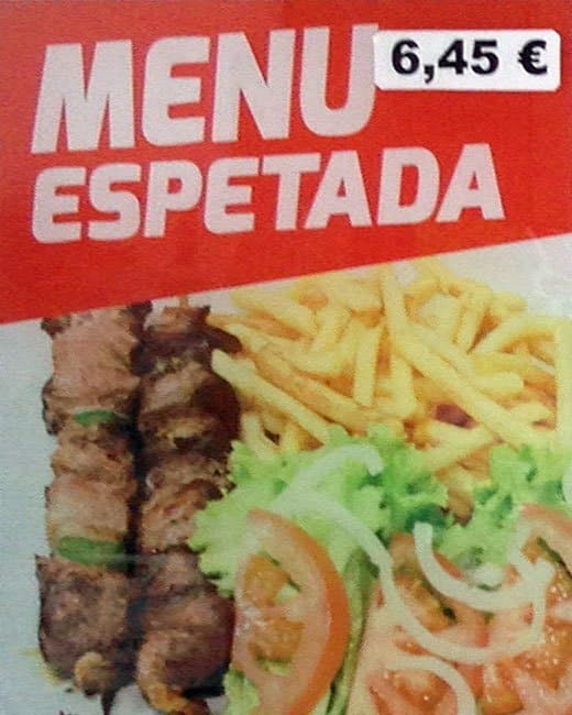 Menu at Frango da Expo Gare do Oriente restaurant, Lisbon