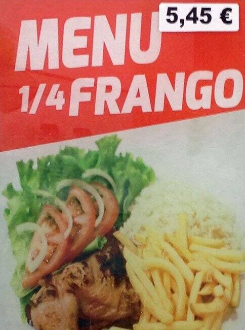 Menu at Frango da Expo Gare do Oriente restaurant, Lisbon