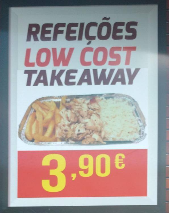 Menu at Frango da Expo Gare do Oriente restaurant, Lisbon