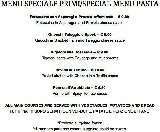 Menu at Birreria Marconi pub & bar, Rome, Via di Santa Prassede