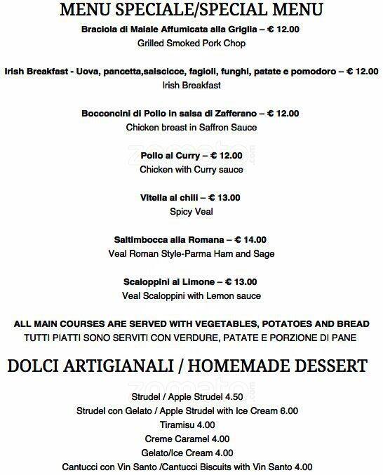 Menu at Birreria Marconi pub & bar, Rome, Via di Santa Prassede