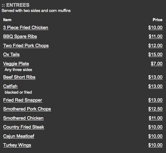 Menu at Hard Knox Cafe, San Francisco, 3rd St