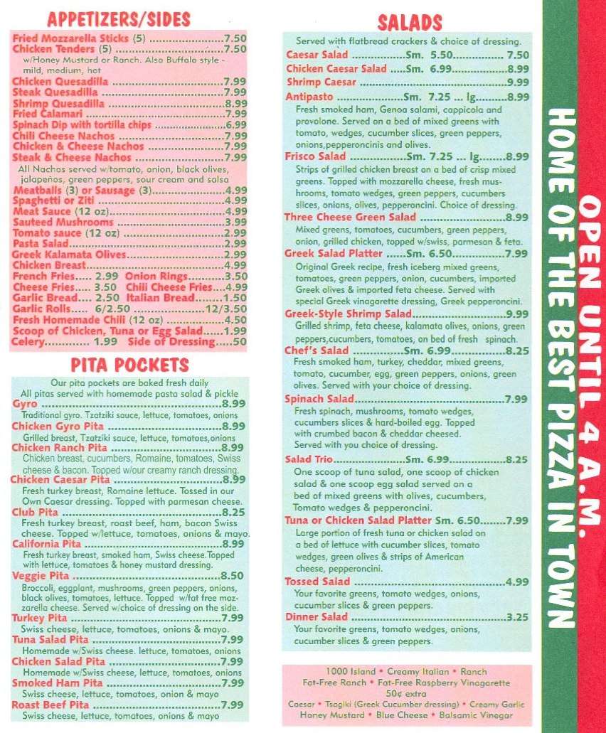 Menu at Downtown Pizza pizzeria, Fort Lauderdale, 906 E Cypress Creek Rd