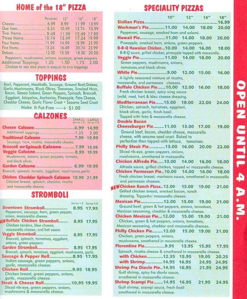 Menu at Downtown Pizza pizzeria, Fort Lauderdale, 906 E Cypress Creek Rd
