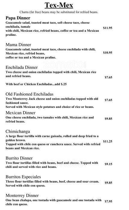 Menu at Pulido's restaurant, Benbrook, Benbrook Pkwy