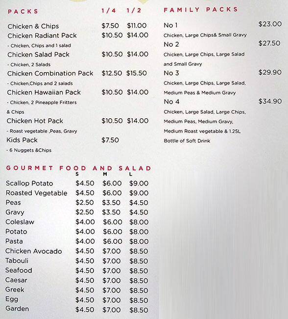 Menu at Knoxfield Chicken Bar, Knoxfield