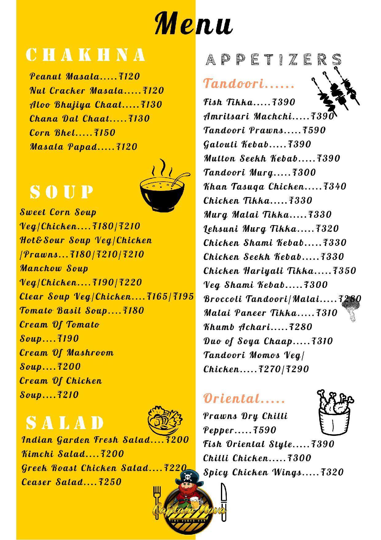 Menu at Captain Nova, Varanasi, Beside Shakumbari Complex