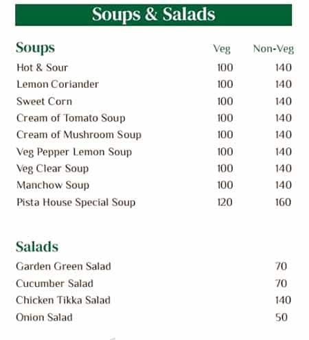 Menu of Pista House, Patancheru, Hyderabad