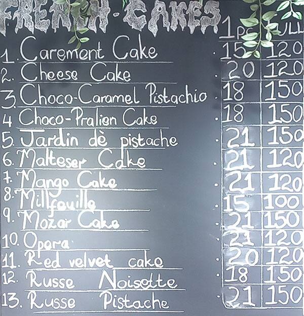 Menu at Cake N Chill, Dubai