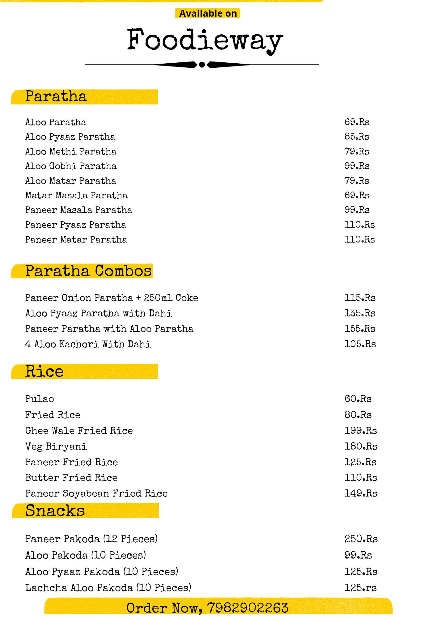 Menu of Foodieway, Ankur Vihar, Ghaziabad
