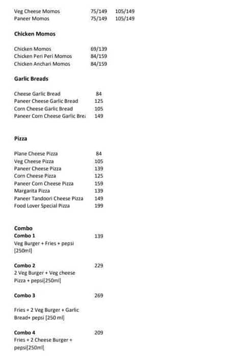 Menu of Food Lover, Upvan, Thane West, Thane