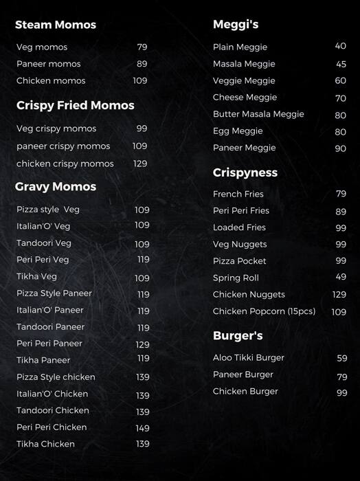 Menu of 1960s Cafe, Indirapuram, Ghaziabad