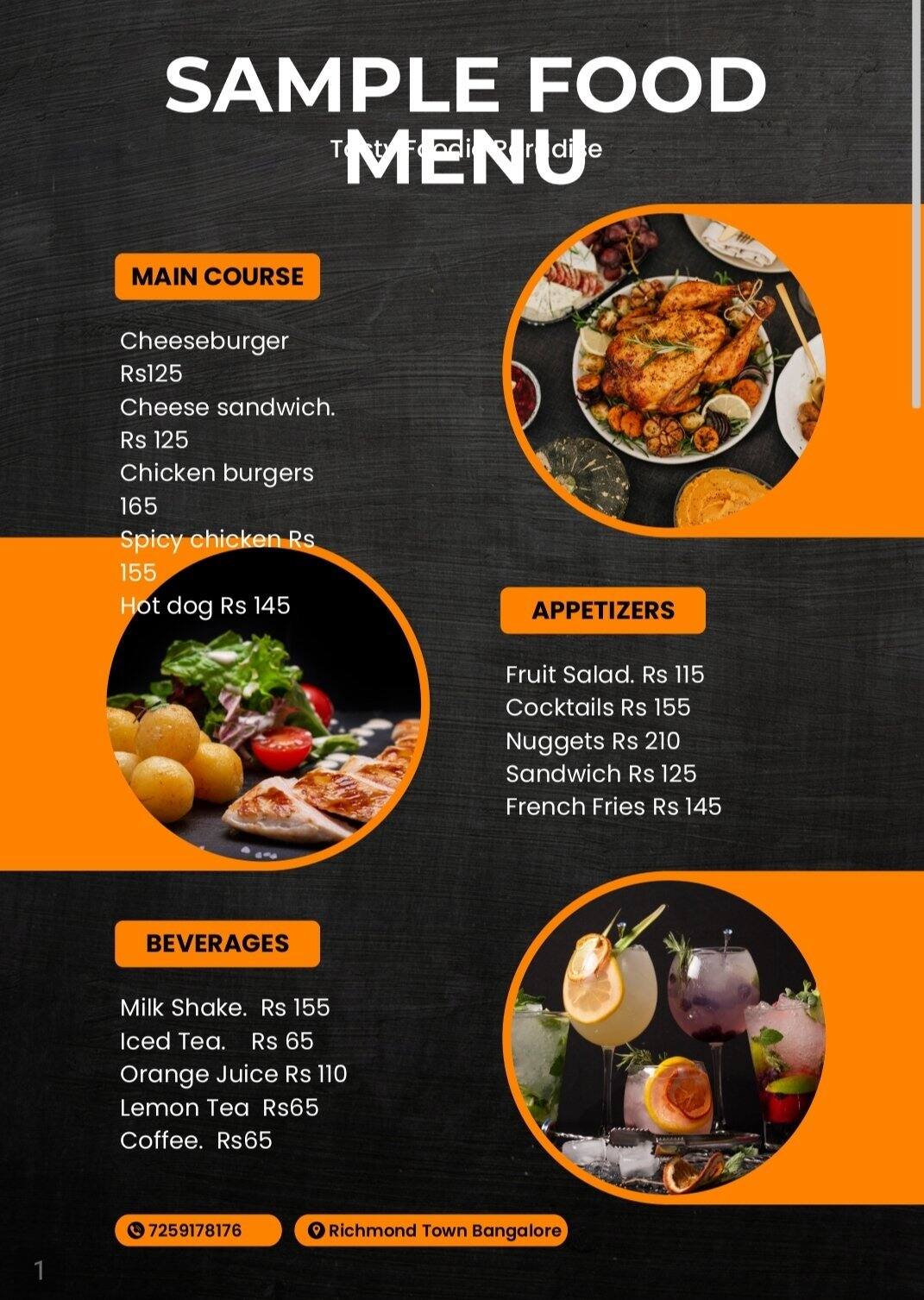 Menu of Hungry Panda Bites, Richmond Road, Bangalore