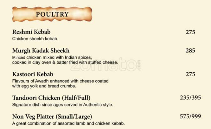 Menu at Caravan Serai, Mumbai, Off Oshiwara