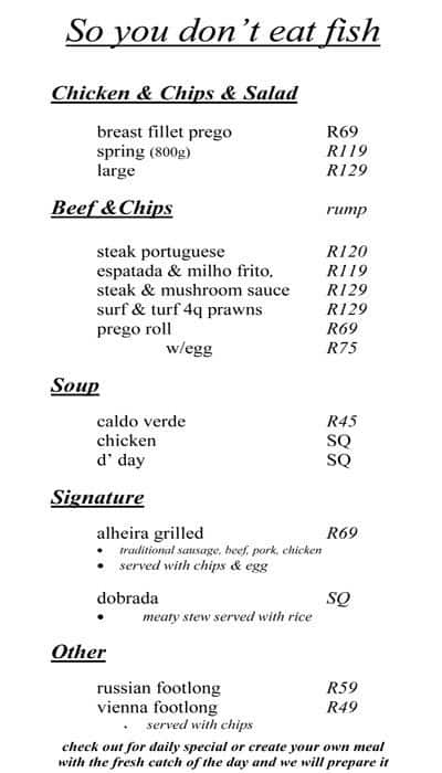 Menu at My Fish restaurant, Roodepoort, 2 Keith Avenue Coner