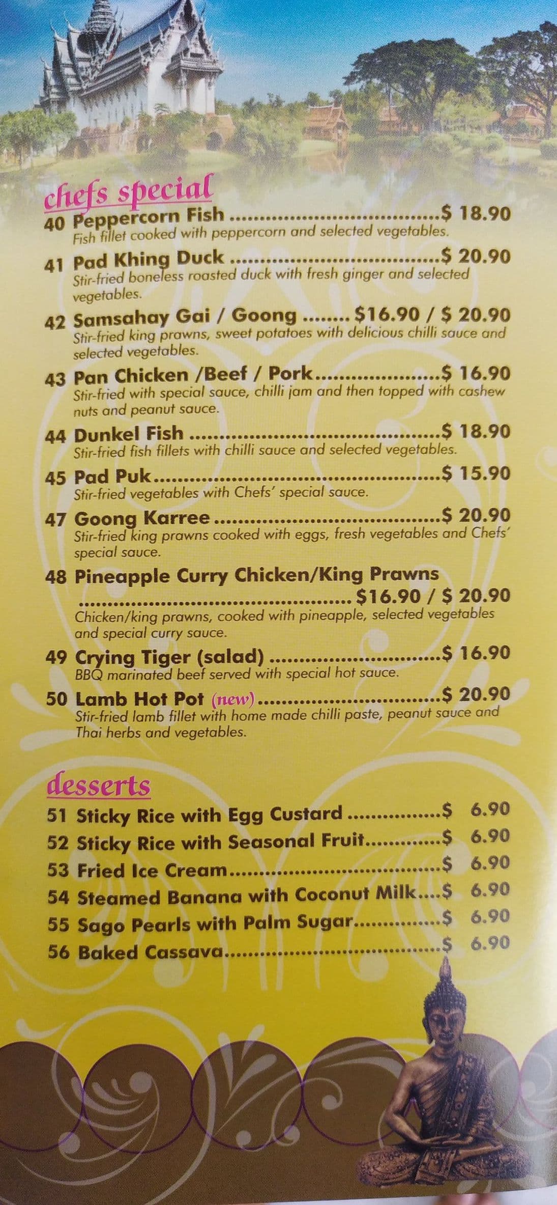 Menu at Sawasdee Thai Kitchen restaurant, Wahroonga