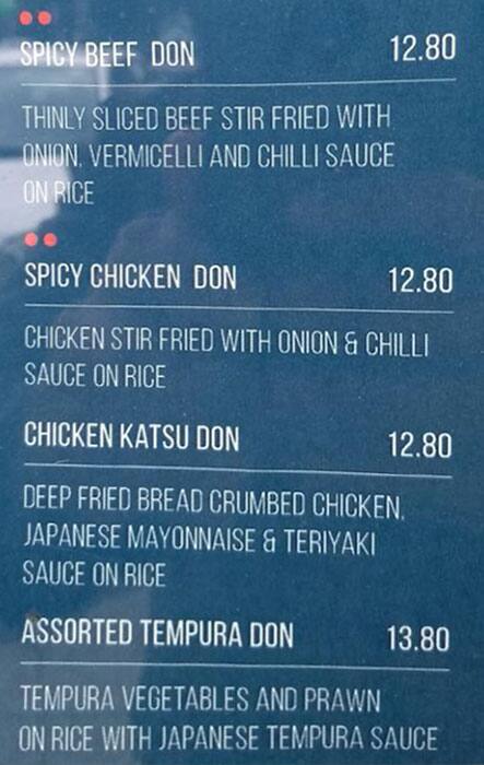 Menu at Miyoshi Sushi restaurant, Bundoora