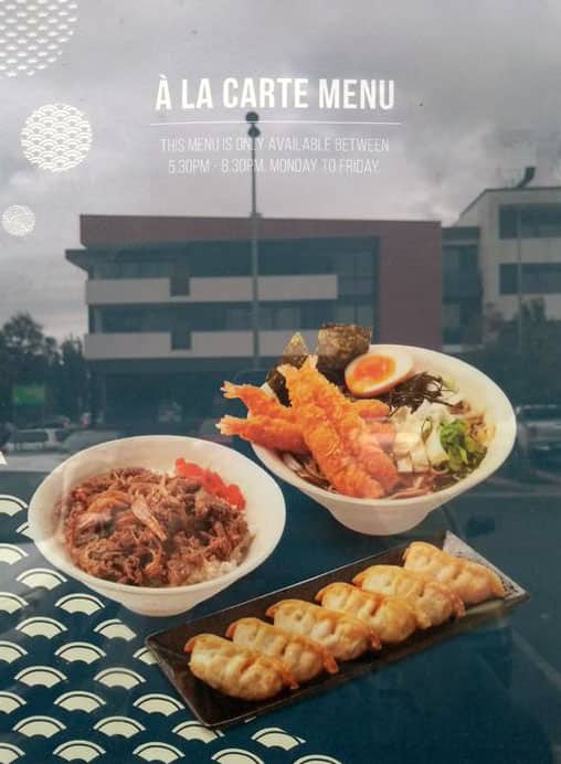 Menu at Miyoshi Sushi restaurant, Bundoora